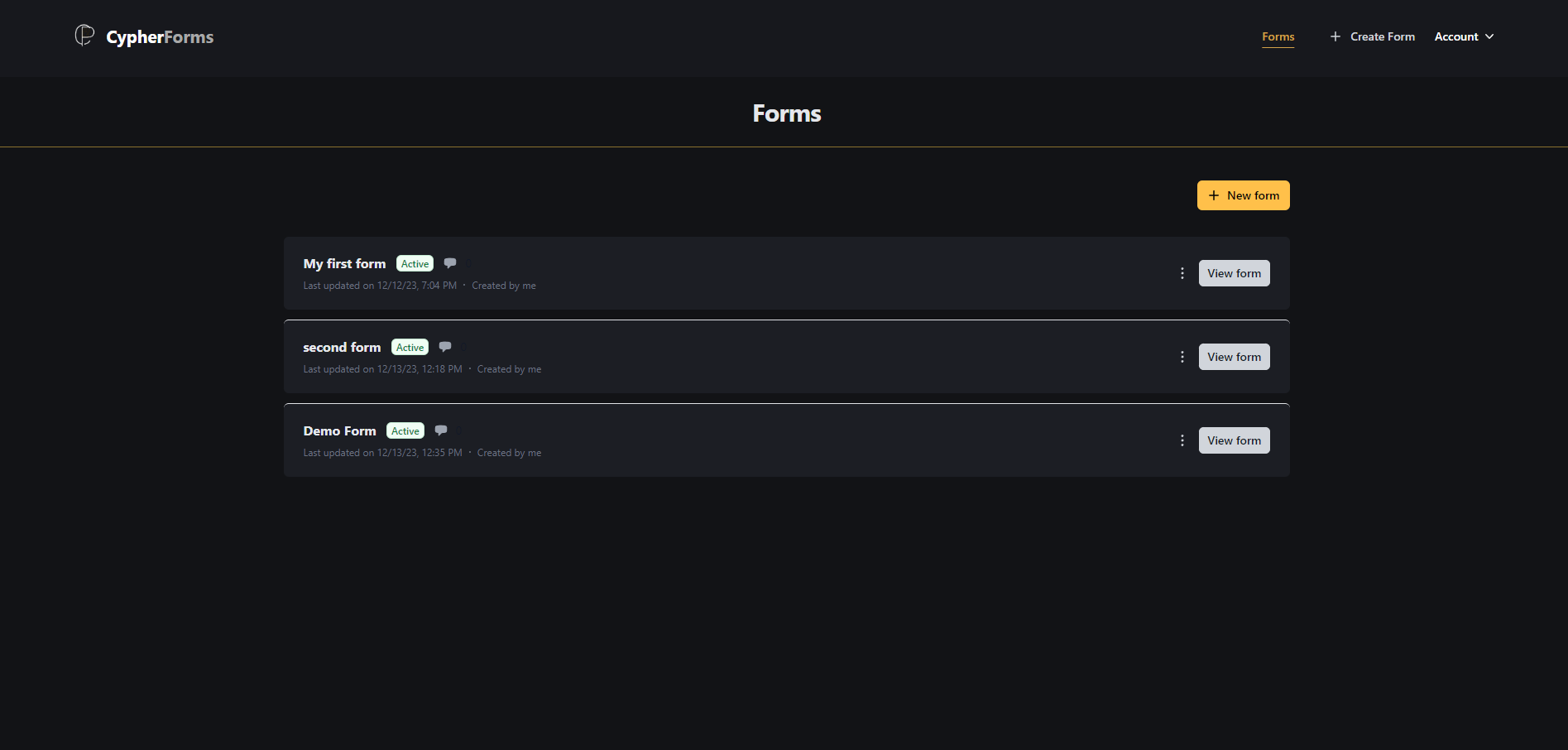 Cypher Forms | Powered by vetKeys Privacy | Buidls | DoraHacks