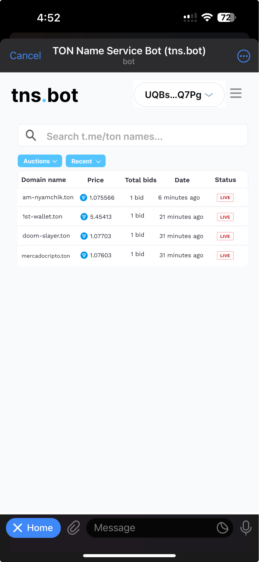 tns.bot - TON/Telegram Name Services | Buidls | DoraHacks