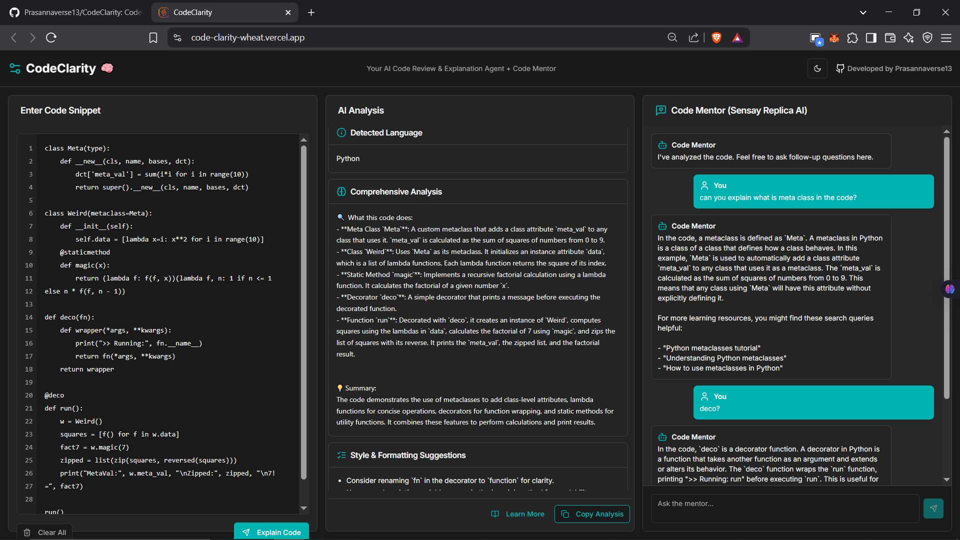 CodeClarity | Buidls | DoraHacks